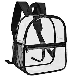 USPECLARE Clear Small Backpack Stadium Approved, Water proof Transparent Backpack for Work & Sport Event… (black)…