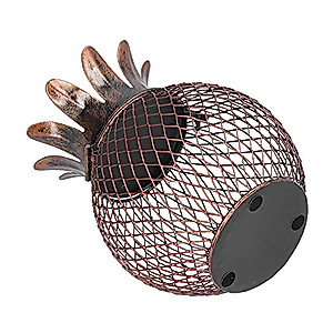 Ladieshow Wine Cork Container, Iron Pineapple Shaped Wine Bottle Cork Storage Box Ornament for Home Bar Decoration Holder Brown