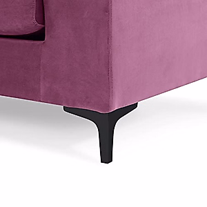 Casa Andrea Milano Modern Large Velvet Fabric Sectional Sofa, L-Shape Couch with Extra Wide Chaise Lounge and Black Legs, Purple