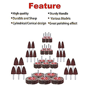 40 Pack 1/4" Abrasive Flap Wheel Sander Set, Rocaris 80 Grit Aluminum Oxide Flap Wheels Cone Shape Sanding Wheel