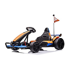 DAKOTT McLaren Electric Go Kart for Kids Ages 6-12, Up to 154 lbs, 24V 4-Wheel Electric Go Cart, 5-9 MPH Speed W/Drift Function, Orange, Large