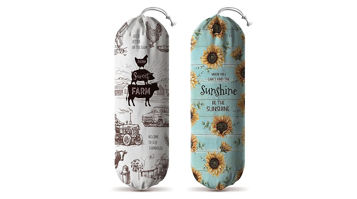 Hglian Farmhouse Plastic Bag Holder Dispenser and Sunflower Grocery ...