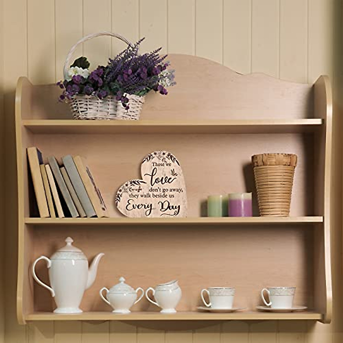 Sympathy Gift Memorial Heart Present for Loss of Loved One Wooden Remembrance Bereavement Gift Condolence Sign Loss of Father Mother Son Brother Decor 6.3 x 6 x 0.7 Inches(Simple Style)