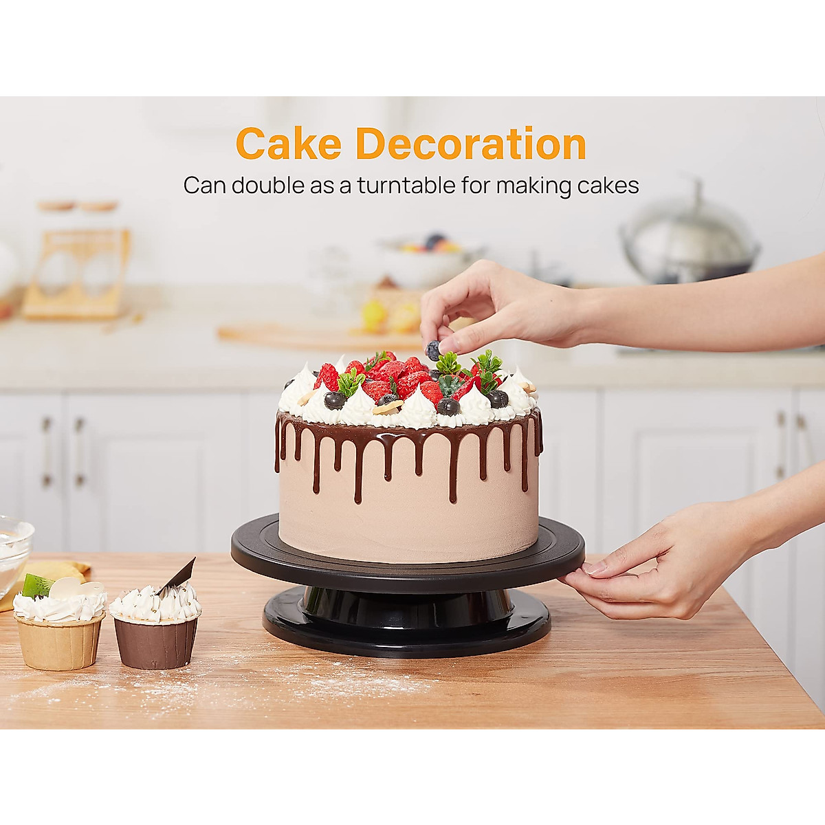 Kootek 11 Inch Rotate Turntable Sculpting Wheel Revolving Cake Turntable Black Painting Turn Table Lightweight Stand for Paint Spraying Spinner, Cake Decorating, Displaying Item