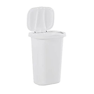 Rubbermaid 13 Gallon Rectangular Spring-Top Lid Kitchen Wastebasket Trash Can for Tall Trashbags, White (2 Pack)
