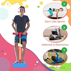 Deekin 5 Pcs Foam Pogo Jumper Stick Pogo Toy Valentines Present Foam Bungee Jumper Bulk Makes Squeaky Sounds for Teens Adults Outdoor Indoor Fun Gifts Toys Supports up to 250lbs