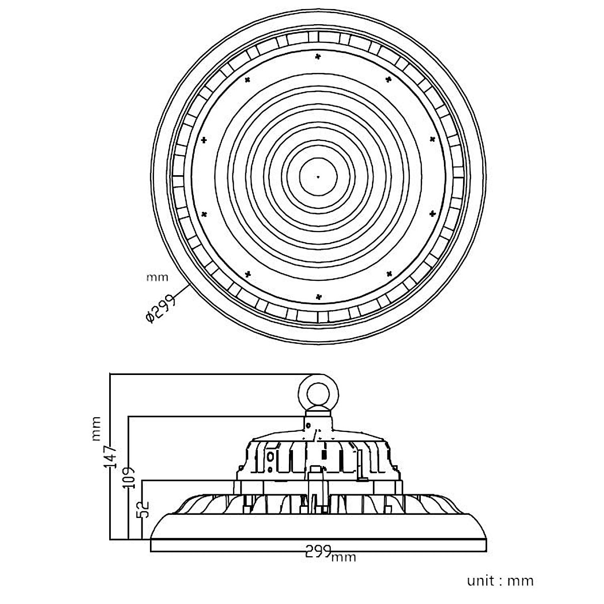 Nature White 4000K High Bay LED Light 150W 0-10v Dimmalbe,ETL Certified UFO High Bay LED Shop Light for Factory Work Shop Gym