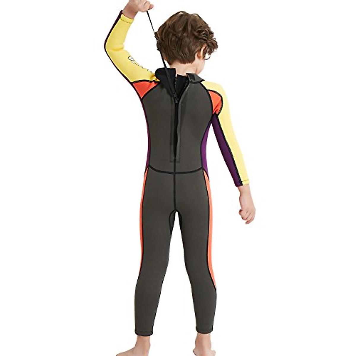 2.5mm Neoprene Dive Skin for Little Boys UV Protection One Piece Kids Wetsuit Quick Dry Swimmwear for Scuba Diving Swimming 4-5T Grey