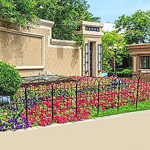 Decorative Garden Fence 10 Pack, Animal Barrier Fence, No Dig Fencing 24in (H) x 10ft (L) Metal Wire Panel Garden Fence Border, Dog Rabbits Ground Stakes Defence No Dig Fence for Outdoor Patio,10FT