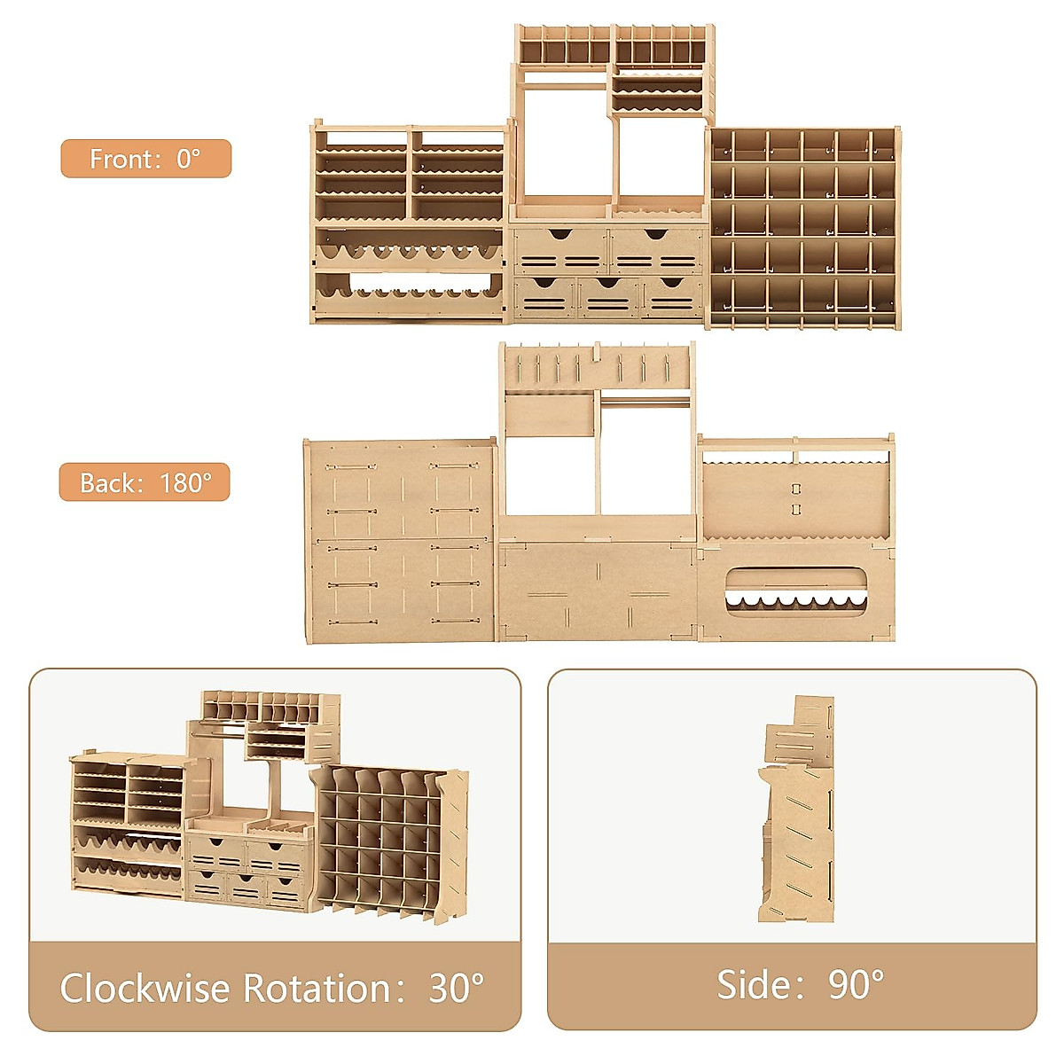 Bucasso Plastic Model Paint Rack Tool Storage Paint Storage Model Tool Storage Model Tool Storage Rack MDF Material Paint Rack Plastic Model Tool Storage Large Capacity Workbench GK RS