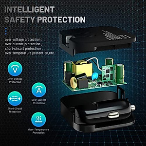 Car Charger, Elepower 2 in 1 Car and Wall Charger Dual Port USB & Type C Foldable Plug 25W Power Adapter for iPhone 14 13 12Pro Max/XR/ 8 7, iPad Pro 12.9 11 10.2/Air 4 /Mini, Galaxy GPS LG- Black