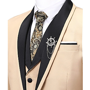 Aesido Men Suits Slim Fit 3 Pieces Wedding Formal Business Tuxedos One Button(Silver Grey,US34)