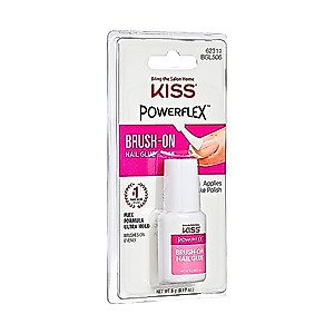 KISS PowerFlex Brush-On Nail Glue for Press On Nails, Ultra Hold Flex Formula Nail Adhesive, includes One Bottle 5g (0.17 oz.) with Twist-Off Cap & Brush Applicator