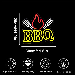 MEOMO BBQ Neon Lights Kebab Led Neon Sign Barbecue Shop Open Sign Wall Mounted Night Light for Barbecue Restaurant Neon Art Wall Hanging Decorative Usb With Switch