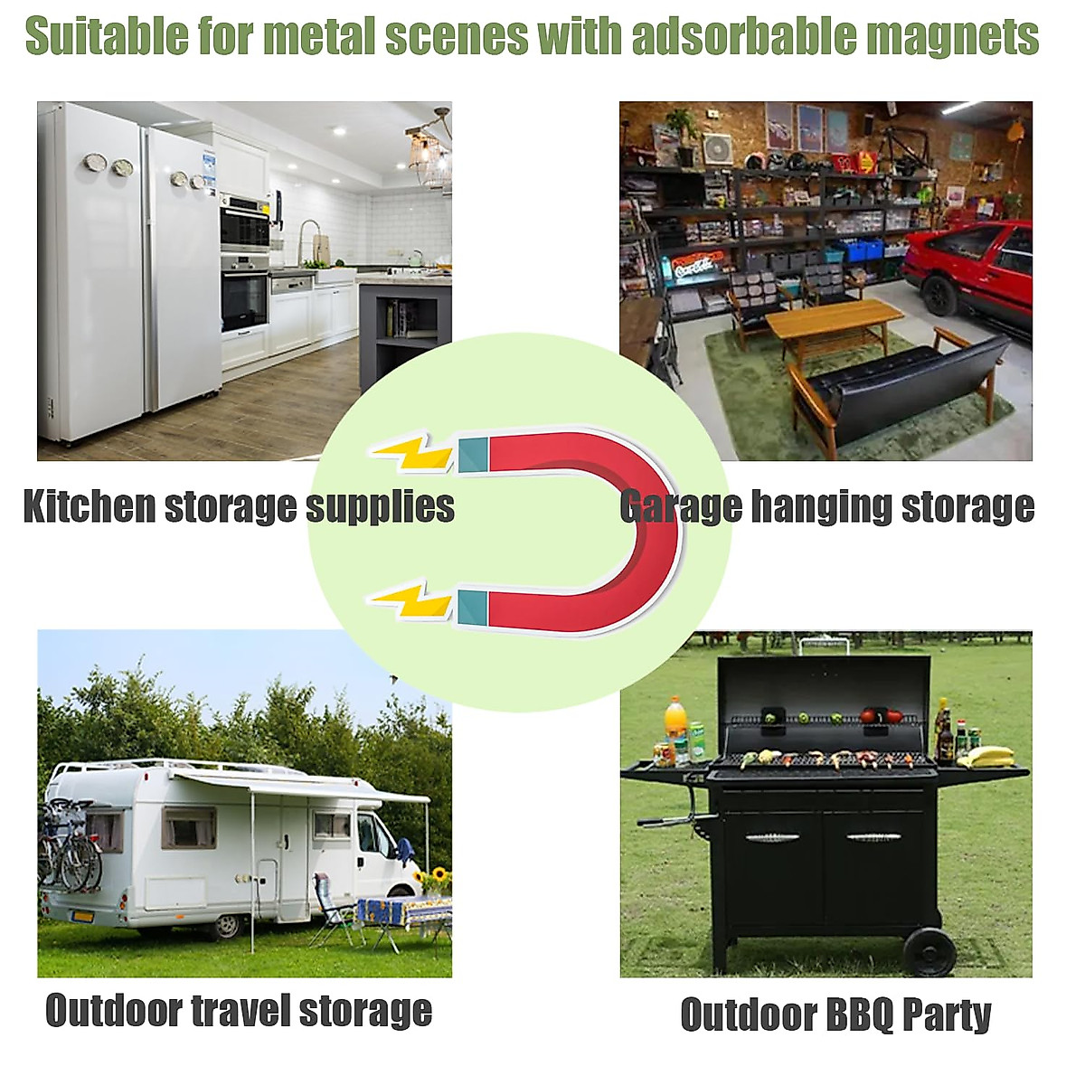 GYGhaoho Magnetic Utensil Holder Hooks, Wall Mount Utensil Hanging Storage, Magnetic Hook Rack for Refrigerator, Black Metal No Punching Hook, Kitchen Magnetic Rack Towel Bar Utensil Rack