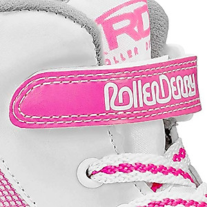 Roller Derby Firestar Youth Girl's Quad Roller Skates, White/Pink, Size 13