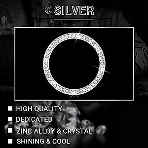 CARFIB Car Interior Bling Accessories for Lexus NX NX200 NX300 F Sport AWD FWD Clock Ring Time Decals Stickers Covers Cap Parts Decoration Trim Men Women Zinc Alloy Crystal Sparkly Cute Silver