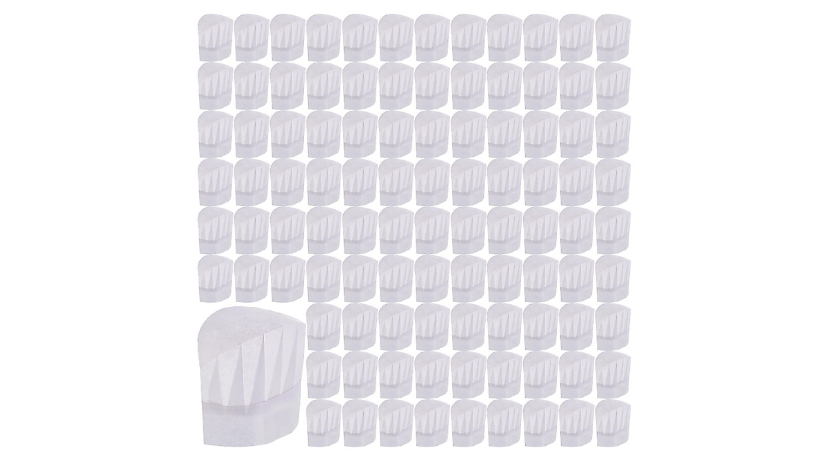 100 Kids White Chef Hats - Adjustable Cooking Caps
