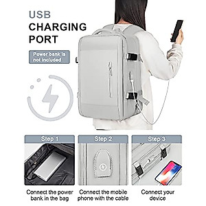 Large Travel Backpack Men,Carry On Backpack,Expandable Airline Airplane Flight Approved Weekender Backpack,Laptop Backpack,Waterproof 40l Business Travel Backpack Women,Overnight Backpack, Grey