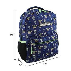 Disney Star Wars Mandalorian Baby Yoda Boy's Girl's Adult 16 Inch School Backpack (One Size, Blue/Green)