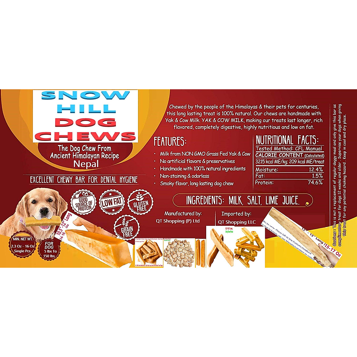 LLC Snow Hill Yak Dog Chew Yak Milk Hard 2 Pcs Chews Best for Dog under 30 lbs World Best Natural Yak Cheese Dry Dog Chews Product of Himalayas, Nepal