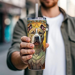 American Staffordshire Terrier Dog Art Nouveau Skinny Tumbler 20oz with Straw Insulated Water Bottle Gift
