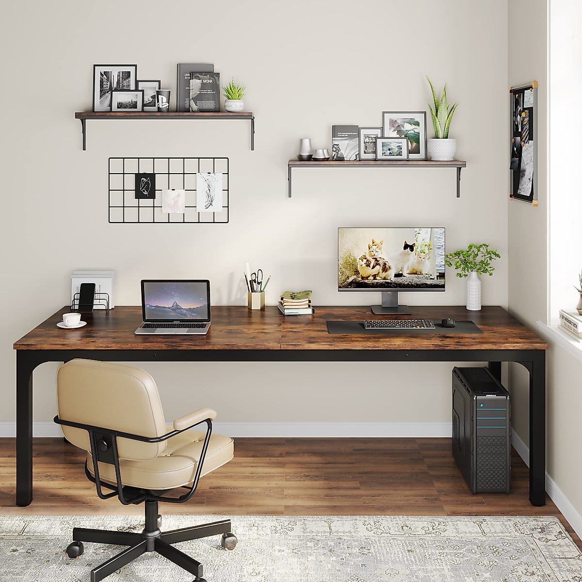 Tribesigns 78.7 Inches Extra Long Computer Desk 2 Person Desk, Double Long Desk, Workstaion for Home Office