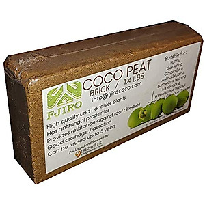 Fjiro Coco | Premium 100% Organic Coconut Coir with Low EC & pH Potting Substrate Soil for Plants | Brick 1.4 lbs