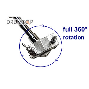 Dual Drum Clamp with 360° Rotation - V-to-V Ratcheting Clamp - Mounting Bracket with Quick-Release Double Clamp - Extended 8.5” Length - By DRUMTOP