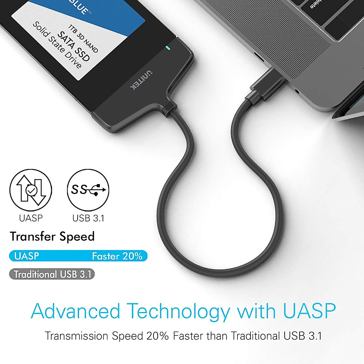 [Bundle] Unitek 4-Port USB 3.0 Hub Long Cable with Micro USB Charging Port and USB C Hard Drive Adapter
