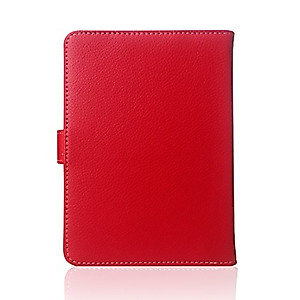 Book Style Pu Leather Case Cover Compatible with Barnes & Noble Nook GlowLight 4 6" ebook Reader Protective Sleeve (Red)