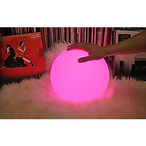 Mr.Go 8-inch Ultra-Fun LED Glowing Ball Light w/Remote, RGB Color Changing Globe Mood Lamp, 16 Colors 8 Brightness 4 Lighting Modes, Waterproof, Rechargeable & AC Adapter Power, Stunning Light Orb