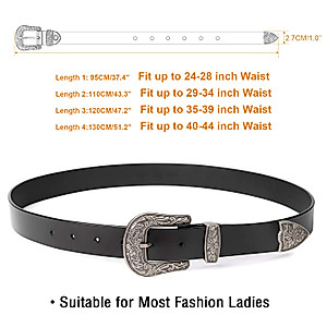 SUOSDEY Western Designer Belts for Women, Women's Black Leather Belts for Jeans