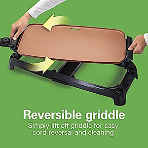 Hamilton Beach Durathon Ceramic Griddle Electric with 200 square inch PTFE & PFOA Free Cooking Surface (38519R)