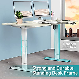 WOKA 55 x 28 Inch Electric Standing Desk, Height Adjustable Stand Up Desk, Sit Stand Desk with Memory Controllers, Adjustable Desks for Home Office with White and Grey Top and White Frame