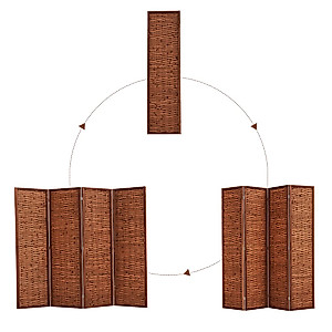 Corelax Room Divider Privacy Screen with Natural Bamboo,4-Panel 5-Panel 6-Panel Folding Privacy Screens,Freestanding Room Divider