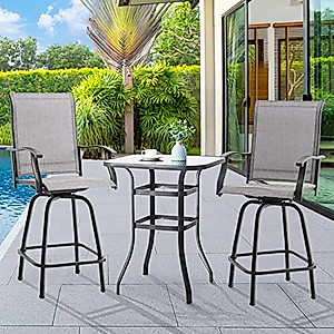 Timechee Set of 6 Outdoor Swivel Bar Stools, Height Patio Chairs Patio Bistro Stools, All Weather Patio Bar Set for Bistro Lawn, Garden, Backyard (6, Grayish Brown)