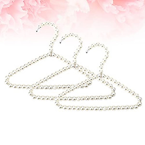 Ipetboom 3 Pcs Pearl Beads Clothes Hangers Pet Clothes Hangers Faux Pearl Baby Hangers Dog Costume Hangers Dress Coat Hangers Clothes Drying Rack for Kids Children Pet Dog White