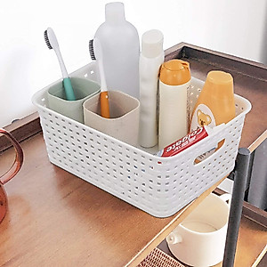 EudokkyNA 6-pack Plastic Weave Storage Basket, Small Basket, 10" x 7.48" x 4.13" Blue,white