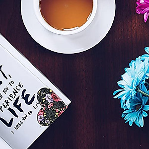 Leather Heart Bookmark,6PCS Corner Bookmarks Cute Flower Page Book Marks Handmade Reading Accessories for Women Kids Book Lovers