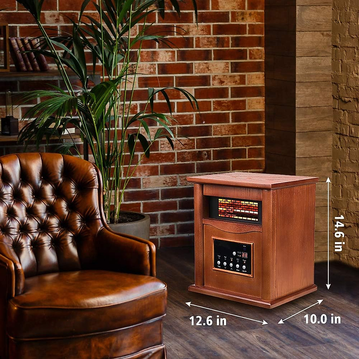 Electric Infrared Space Heater, Quartz Heater for Indoor Use, Tip-Over & Overheat Protection with Remote Control, 3 Heat Settings, 12H Timer, 1500W for Large Room Basement Heating