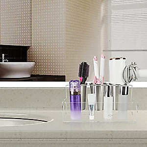 Acrylic Hair Tool Organizer, Bathroom Vanity Countertop Blow Dryer Holder, Hair Styling Tools & Accessories Storage Rack Holder