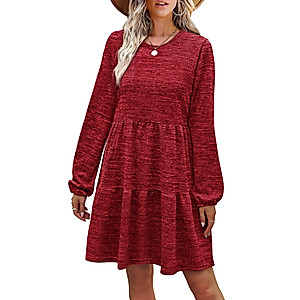 Winter Dresses for Women Casual Christmas Dresses for Leggings Trendy Red S