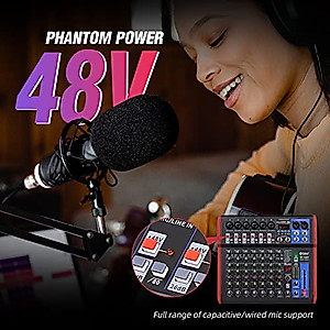 D Debra SI Series Professional Portable Recording Mixer Audio with 99 DSP Digital Effects Mic Preamps and USB for DJ Mixer Console Karaoke Home Recording Studio (SI-8UX)