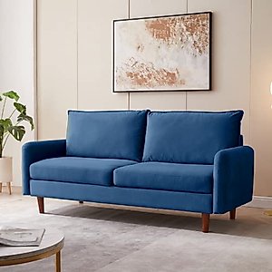 Hdxdkog Velvet Loveseat Sofa, 69'' Mid Century Modern Small Love Seats Furniture Comfy Couch for Living Room, Upholstered 2 Seater Sofa for Small Apartment (Blue)