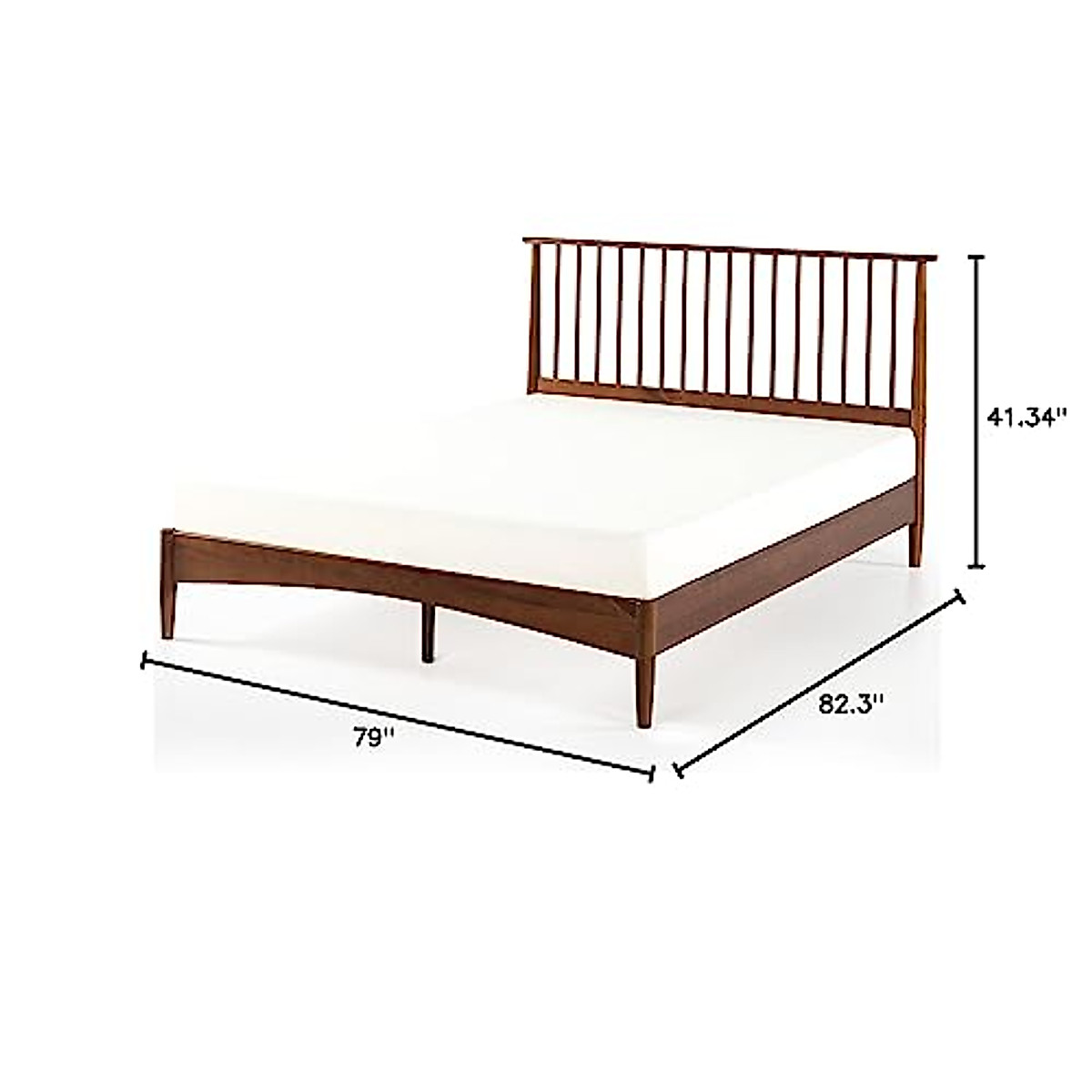 ZINUS Linda Mid Century Wood Platform Bed Frame / Solid Wood Foundation / Wood Slat Support / No Box Spring Needed / Easy Assembly, King,Brown