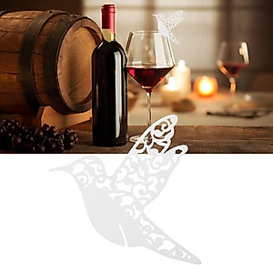 Generic Wedding Name Cards, 50pcs Little bird Shape Wedding Hollow Name Place Cards Guest Cards for Wine Glass Table Name Place Cards for Grand Party (White, Red,) (White), Genericvr9504ebny-01