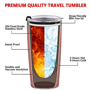 Lifecapido Stepmom Gift, Stepmom 20oz Tumbler with Lid and Straw, I Smile Because You Are My Stepmom Stainless Steel Travel Tumbler, Mother’s Day Gift Birthday Gift for Stepmom Bonus Mom, Rose Gold