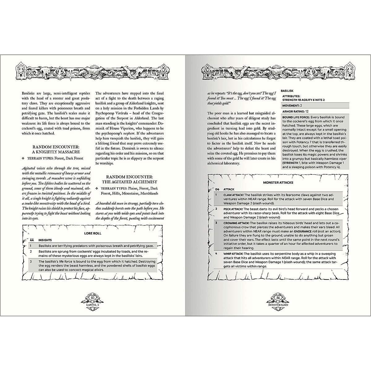 Free League Forbidden Lands: Book of Beasts - Hardcover Expansion RPG Book, Free League Publishing, A Beastiary You Can Play, Murderous Monsters & Lethal Encounters, Role Playing Game