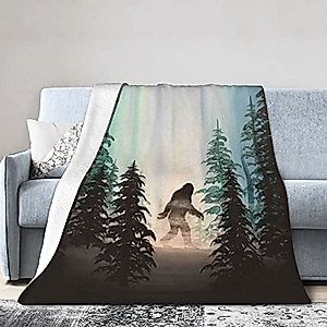 Hide and Seek Bigfoot Flannel Fleece Boho Throw Blanket Super Soft Cozy Warm Plush Bedding for Adults Kids Lightweight Blankets for Couch Sofa Bed 80"X60"